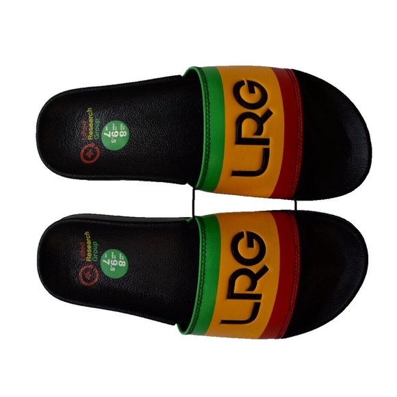 Lrg | Shoes | Lifted Research Group Lrg Mens Rasta Stipe Black Slides ...